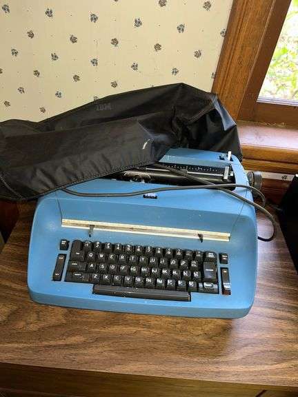 Wood Desk, IBM Electric Typewriter, Brother Printer - Baer Auctioneers ...