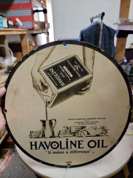 Porcelain Havoline Oil Sign - Baer Auctioneers - Realty, LLC