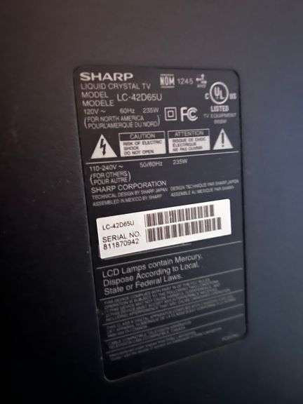 Sharp Flat Screen TV - Baer Auctioneers - Realty, LLC