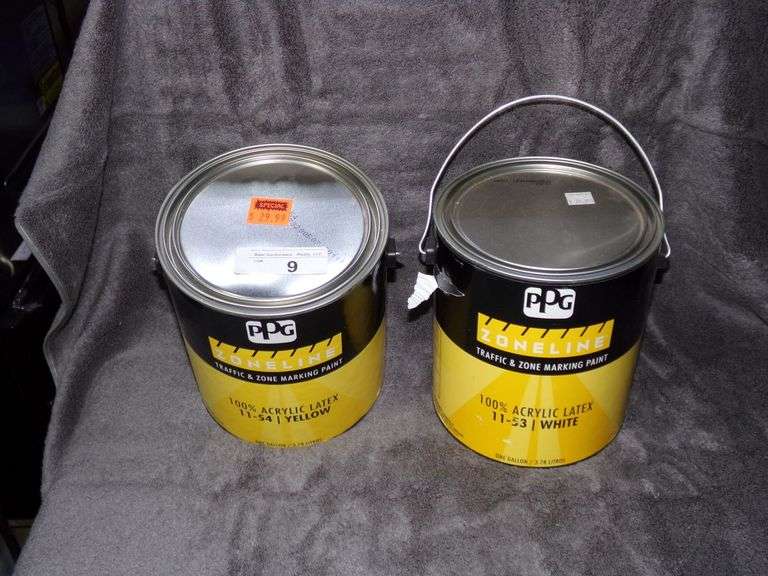 2- Gallons PPG Yellow Paint - Baer Auctioneers - Realty, LLC