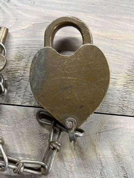 2 Antique Brass Railroad Locks and Keys - Baer Auctioneers - Realty, LLC