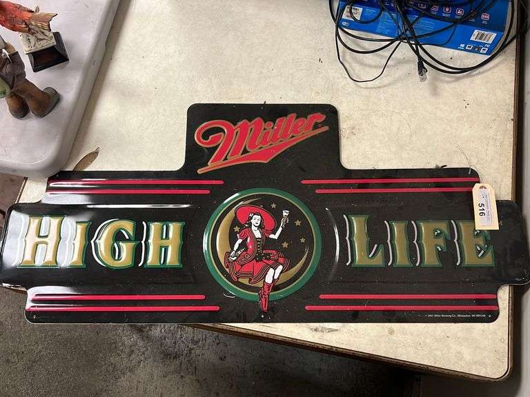 Metal Miller High Life Sign - Baer Auctioneers - Realty, LLC