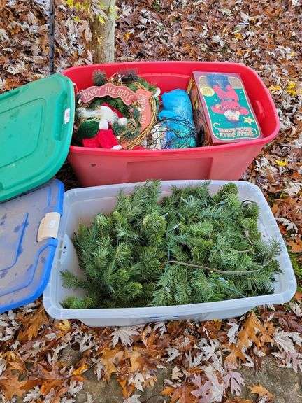 2 Totes Christmas Decor And Tree - Baer Auctioneers - Realty, LLC