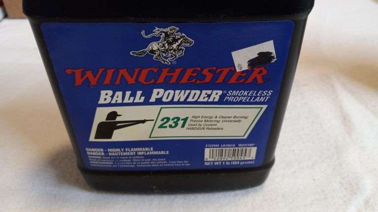 Approx 16 oz Winchester 231 Ball Powder - Baer Auctioneers - Realty, LLC