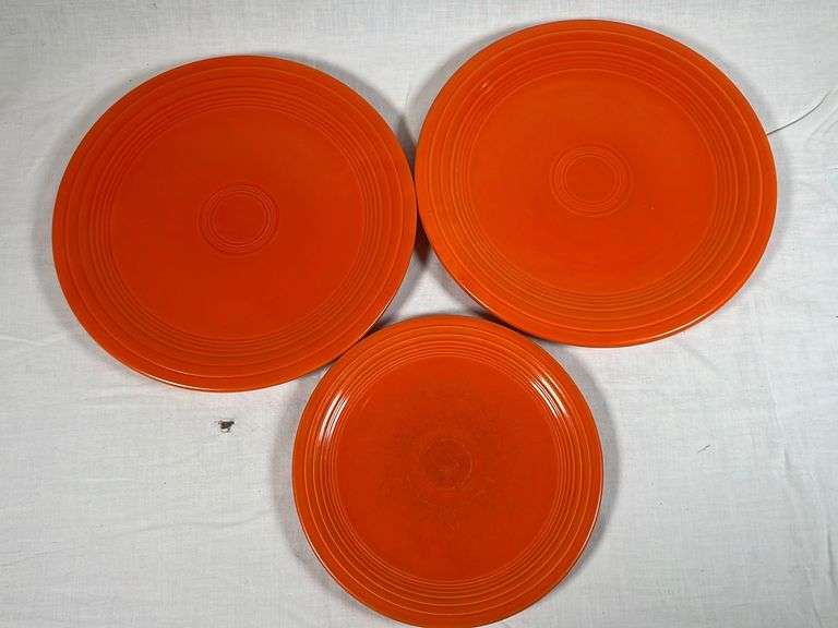 Vintage “Genuine” Fiesta Radioactive Red Lunchon Plates and Salad Plate ...