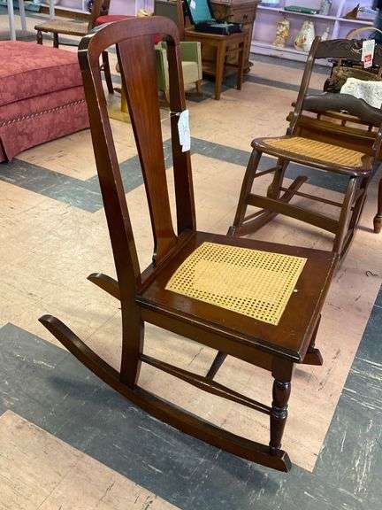 Vintage Cane Bottom Rocking Chair - Baer Auctioneers - Realty, LLC