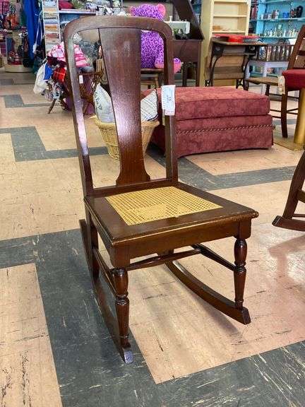 Vintage Cane Bottom Rocking Chair - Baer Auctioneers - Realty, LLC