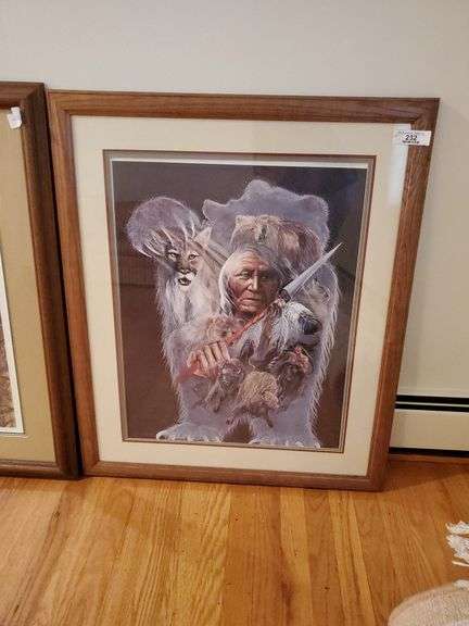 Carole Bourdo (American, 20th Century), Native American Warrior, Color ...