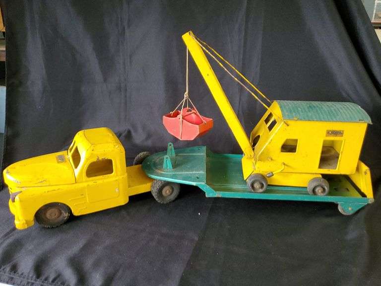 1940s Structo Toys Construction Set w/ 5 Wheel Lo-Boy Trailer and ...