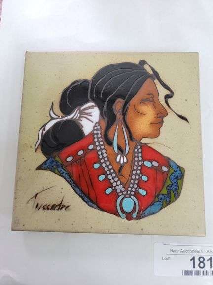 Teissedre Designs Hand Painted Inlay Ceramic Tile - Baer Auctioneers ...