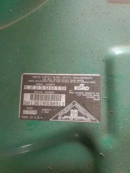 KGro Power Pro 5HP, 22" Cut Push Mower - Baer Auctioneers - Realty, LLC