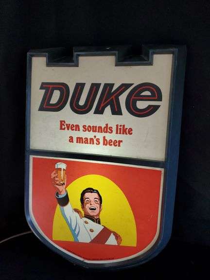 Duke Lighted Beer Sign, Works - Baer Auctioneers - Realty, LLC