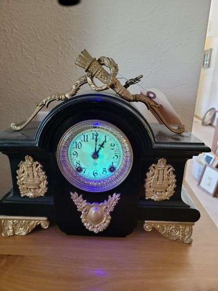 Antique Ansonia Mantle Clock and Key and Uranium Porcelain Face - Baer ...