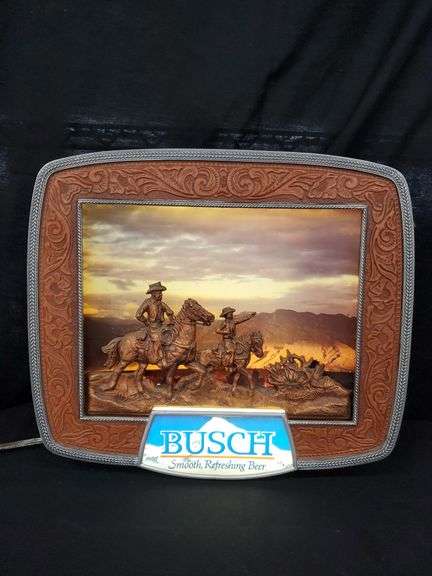 Lighted Busch Belt Buckle Beer Sign, Works - Baer Auctioneers - Realty, LLC