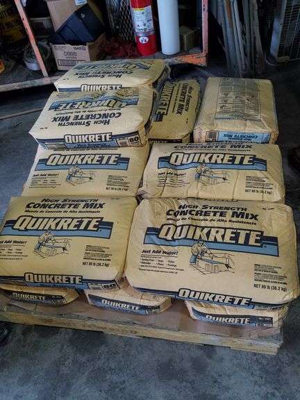 Pallet of Quikrete concrete mix. Kept inside 12 bags - Baer Auctioneers ...
