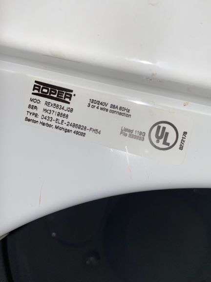 Roper Dryer - Baer Auctioneers - Realty, LLC