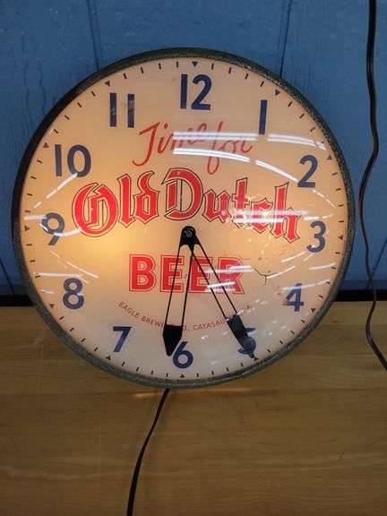 Old Dutch Beer Lighted Clock (Works) - Baer Auctioneers - Realty, LLC