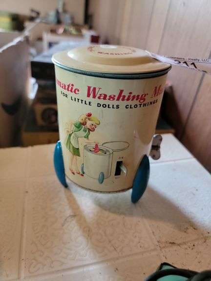 Vintage Kids Wind Up Washing Machine & Clothes Pins Works - Baer ...