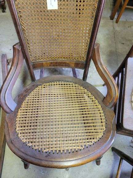 Antique Cane Back & Bottom Rocker - Baer Auctioneers - Realty, LLC