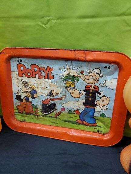 Vintage Blow Mold Pumpkins and Popeye TV Tray - Baer Auctioneers ...