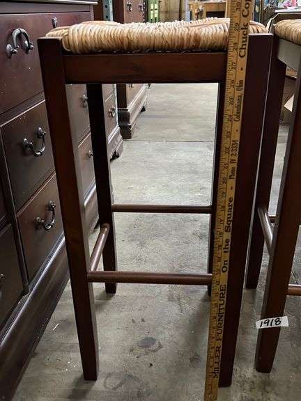 2 Rush Bottom Bar Stools - Baer Auctioneers - Realty, LLC