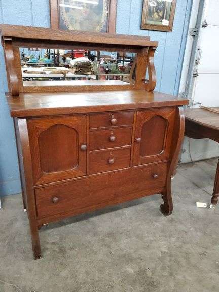 Antique Mission Style Mirrored Back Buffet - Baer Auctioneers - Realty, LLC