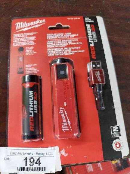 Milwaukee USB Charger & Portable Power Source Kit - Baer Auctioneers ...