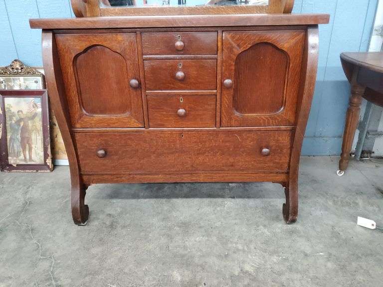 Antique Mission Style Mirrored Back Buffet - Baer Auctioneers - Realty, LLC