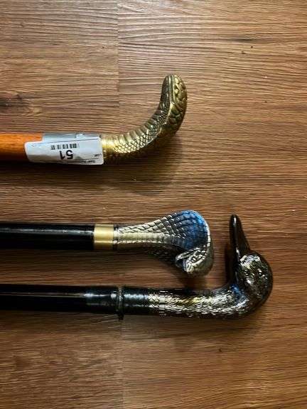 3 Vintage Animal Head Canes (One Cane Sword) - Baer Auctioneers ...