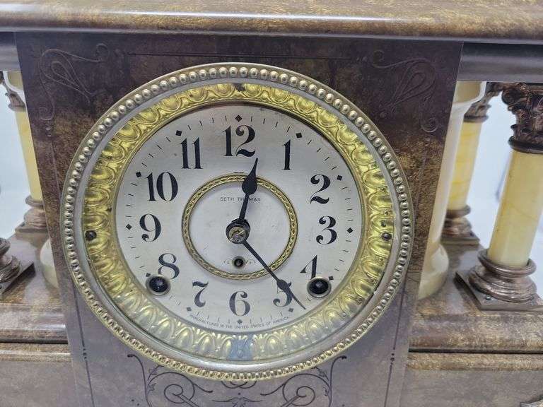 Seth Thomas Key Wind Column Mantle Clock With Claw Feet - Baer ...