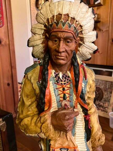 Native American Plaster Statue - Baer Auctioneers - Realty, LLC