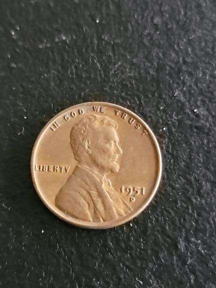 1951 D Error D over D Mint Mark Wheat Penny - Baer Auctioneers - Realty ...