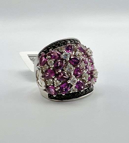 Garnet(RD), White Topaz, Black Spinel, Sterling Silver Ring - Baer ...