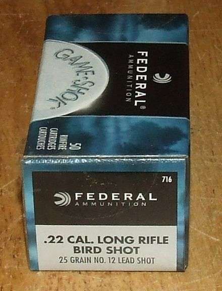 50 Rounds Federal .22 LR Bird Shot - Baer Auctioneers - Realty, LLC