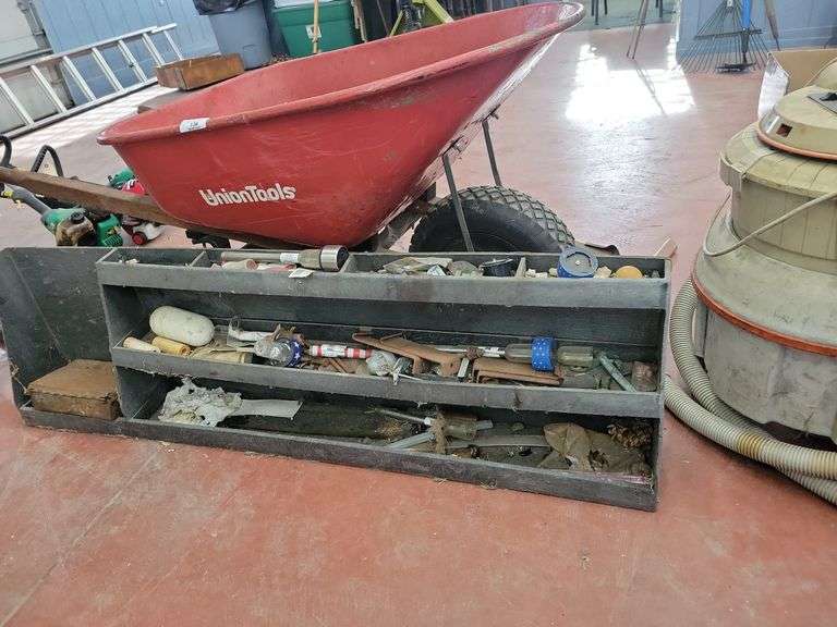 Union Tools, Wheelbarrow, Shelf with Contents - Baer Auctioneers ...