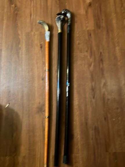 3 Vintage Animal Head Canes (One Cane Sword) - Baer Auctioneers ...