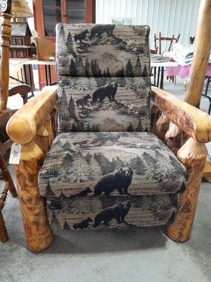 Country Cabin Log Upholstered Forest Reclining Chair - Baer Auctioneers ...