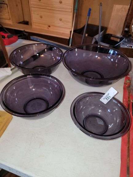 4 Purple Pyrex Bowls - Baer Auctioneers - Realty, LLC