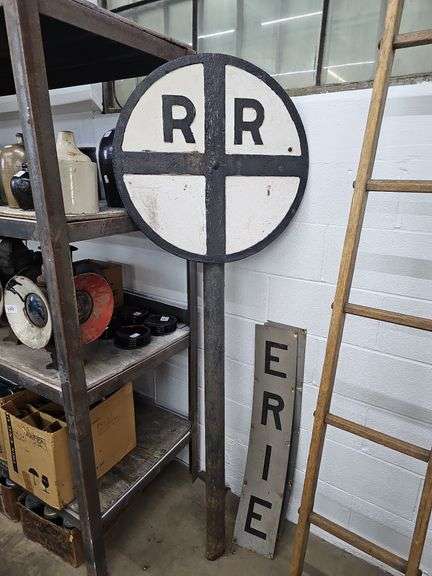 Cast Iron Rail Road Crossing Sign, Approx 6' - Baer Auctioneers ...