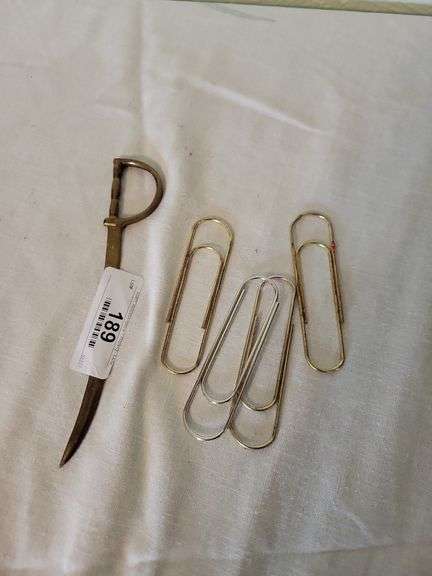 Large Paper Clips, Brass Mini Sword - Baer Auctioneers - Realty, LLC