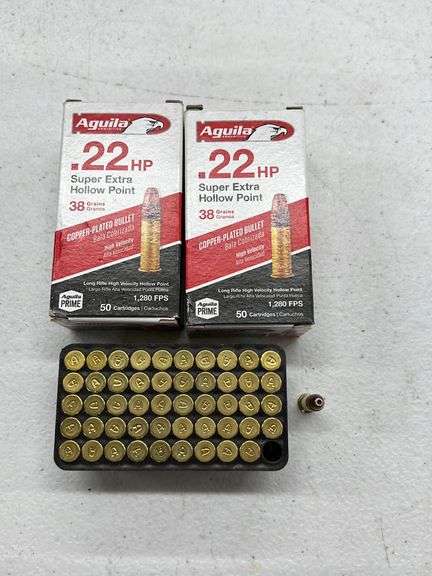2-50 Rnd Box Aguila .22 Super Extra Hollow Point - Baer Auctioneers ...