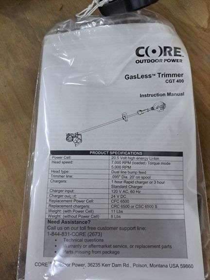 Core Gasless Power Trimmer CGT400 with Battery and Charger - Baer ...