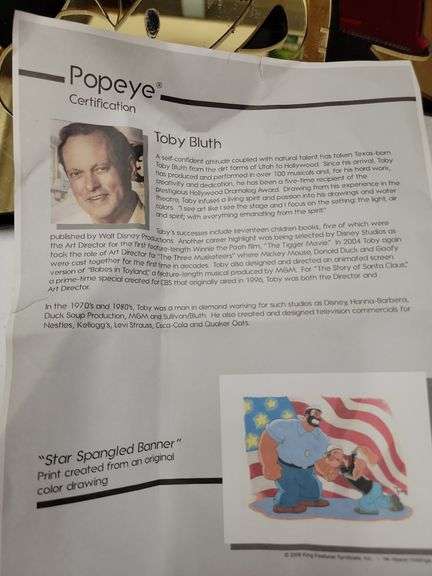 Popeye "Star Spangled Banner" Print Created From Original Color Drawing ...