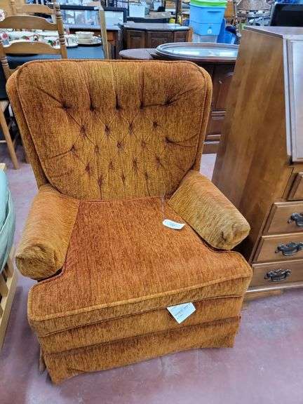 Orange Upholstered Swivel Rocker - Baer Auctioneers - Realty, LLC
