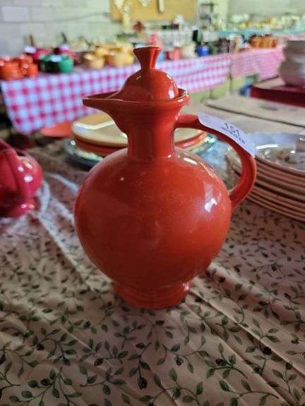 Vintage 1930s Radioactive Red Fiesta Stopped Jug - Baer Auctioneers ...