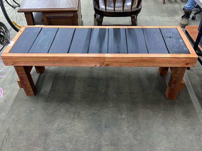 Custom Built Stained Bench - Baer Auctioneers - Realty, LLC