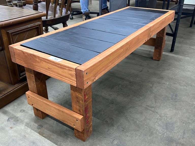 Custom Built Stained Bench - Baer Auctioneers - Realty, LLC