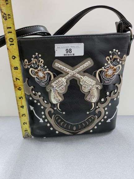 Justin West Dual Guns Pistol Flower Stud Floral Conceal Carry Messenger ...