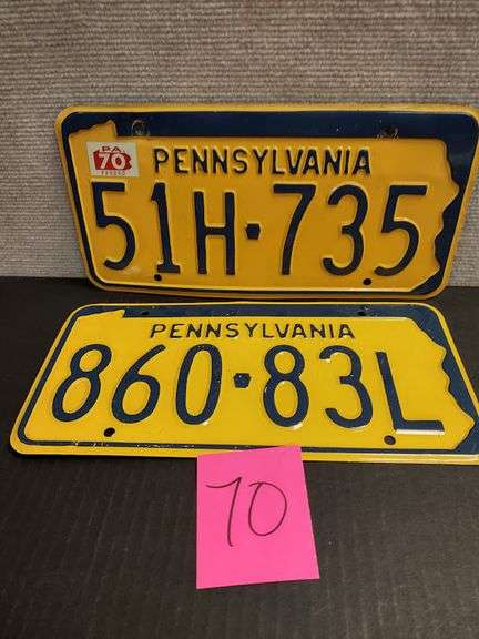 1970 2 PA License Plates - Baer Auctioneers - Realty, LLC