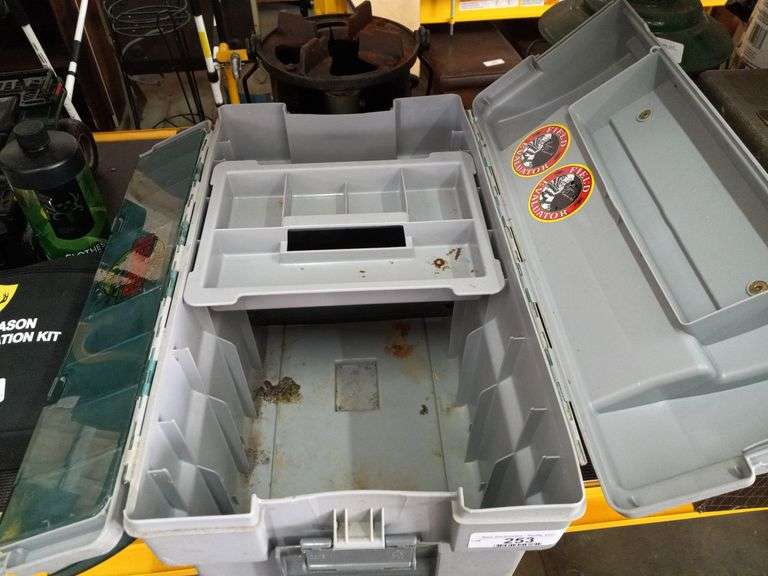 2 Boxes of Fishing Supplies and 1 Empty Rubbermaid Tackle Box - Baer ...